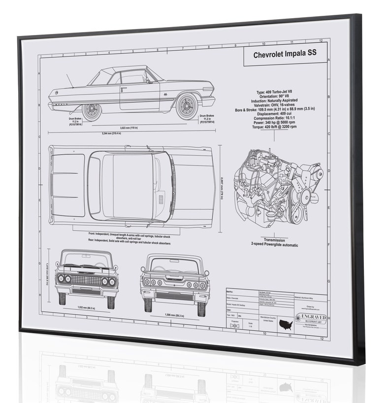 Chevrolet Impala SS 1963 Hardtop Laser Engraved Wall Art - Etsy
