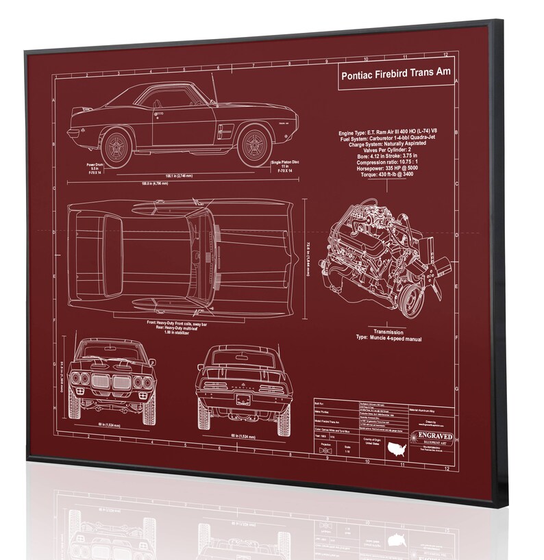 Pontiac Firebird Trans Am 1969 Laser Engraved Wall Art Poster. - Etsy