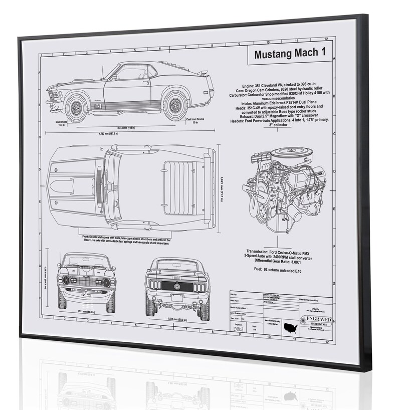Ford Mustang 1970 Mach1 Personalized Laser Engraved Wall Art. - Etsy