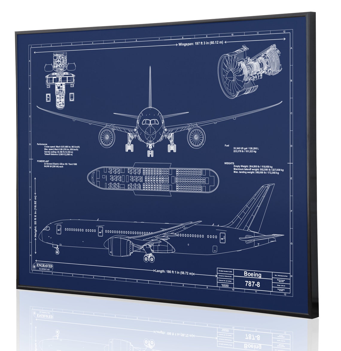 Boeing 787-8 Laser Engraved Wall Art Poster. Engraved on - Etsy