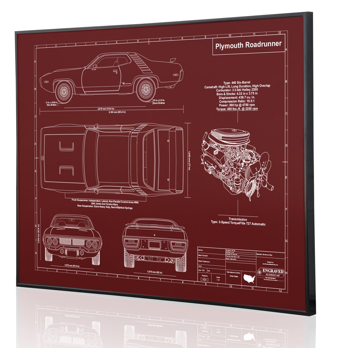 Plymouth Road Runner Personalized Laser Engraved Wall Art . - Etsy