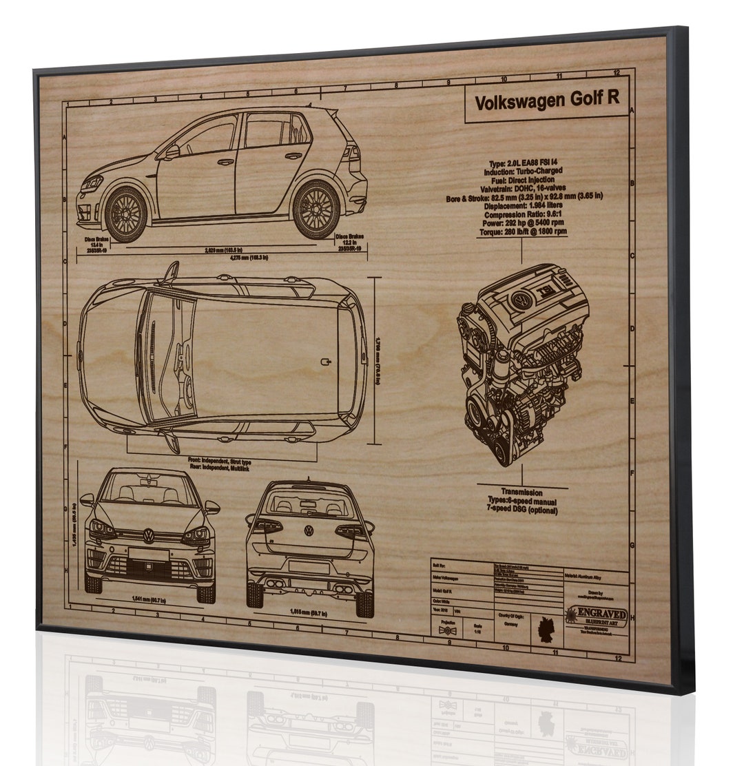 Volkswagen Golf R Personalized Laser Engraved Wall Art . Engraved on ...