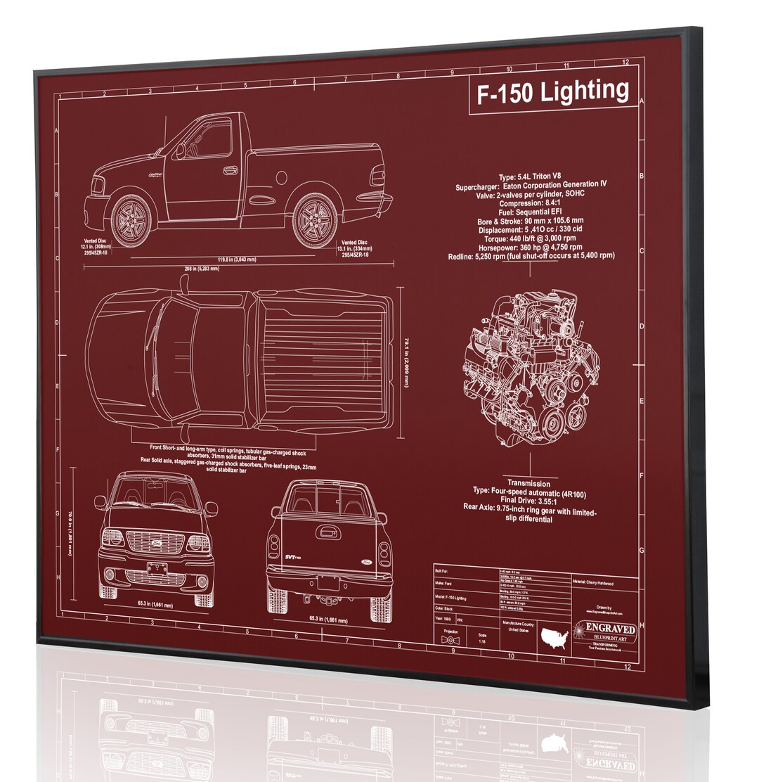 Ford F-150 Lighting Personalized Laser Engraved Wall Art Poster ...