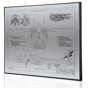 Grumman F-14 Tomcat Engraved Blueprint. Engraved on Metal, Acrylic or ...