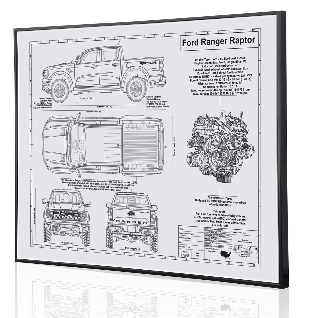 Ford Ranger Raptor Laser Engraved Wall Art. Metal, Acrylic or Wood ...
