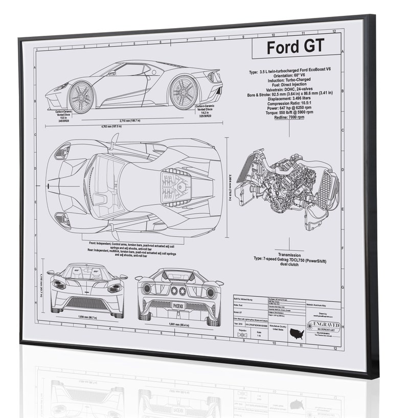 Ford GT 2017-22 Laser Engraved Wall Art. Engraved on Metal - Etsy