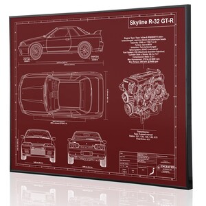 Nissan R-32 Skyline GT-R Laser Engraved Wall Art Poster. Engraved on ...
