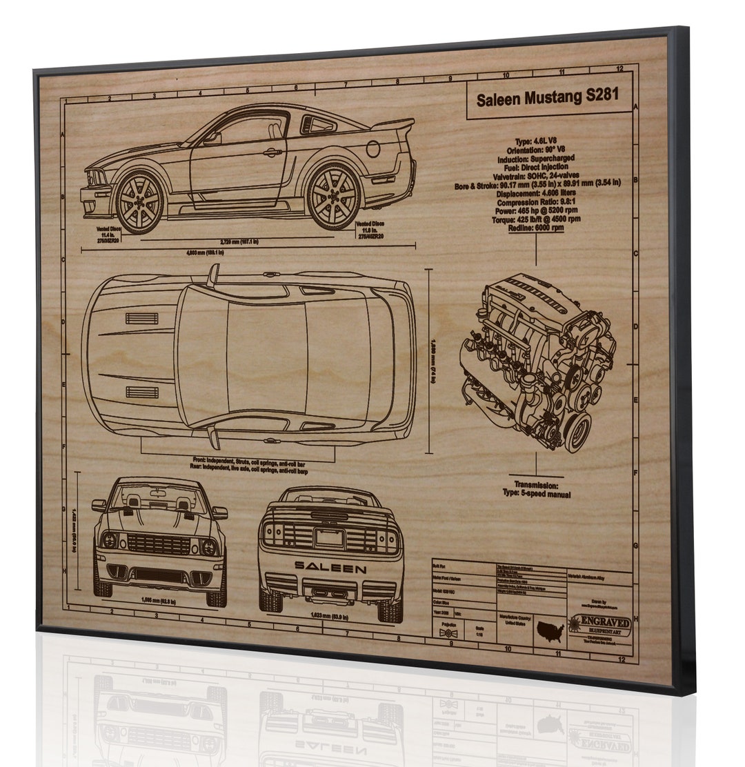 Saleen Mustang S281 Personalized Laser Engraved Wall Art. Engraved on ...