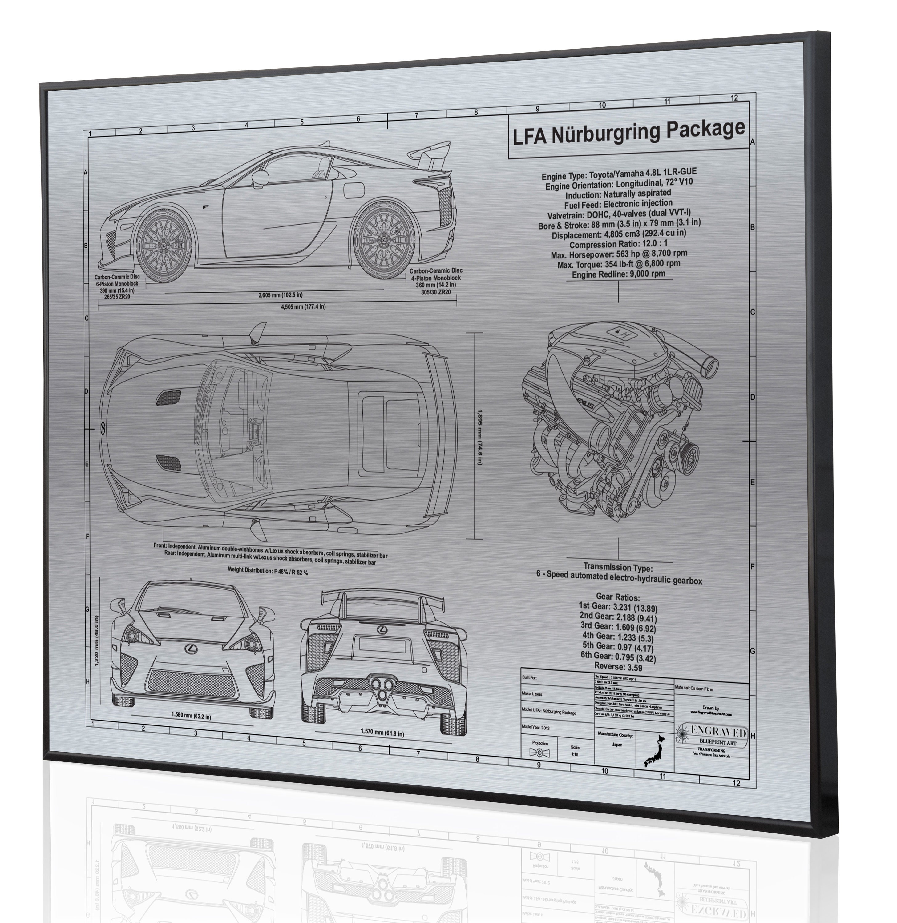 Lexus LFA Blueprint Laser Engraved Wall Art Poster. Engraved - Etsy ...