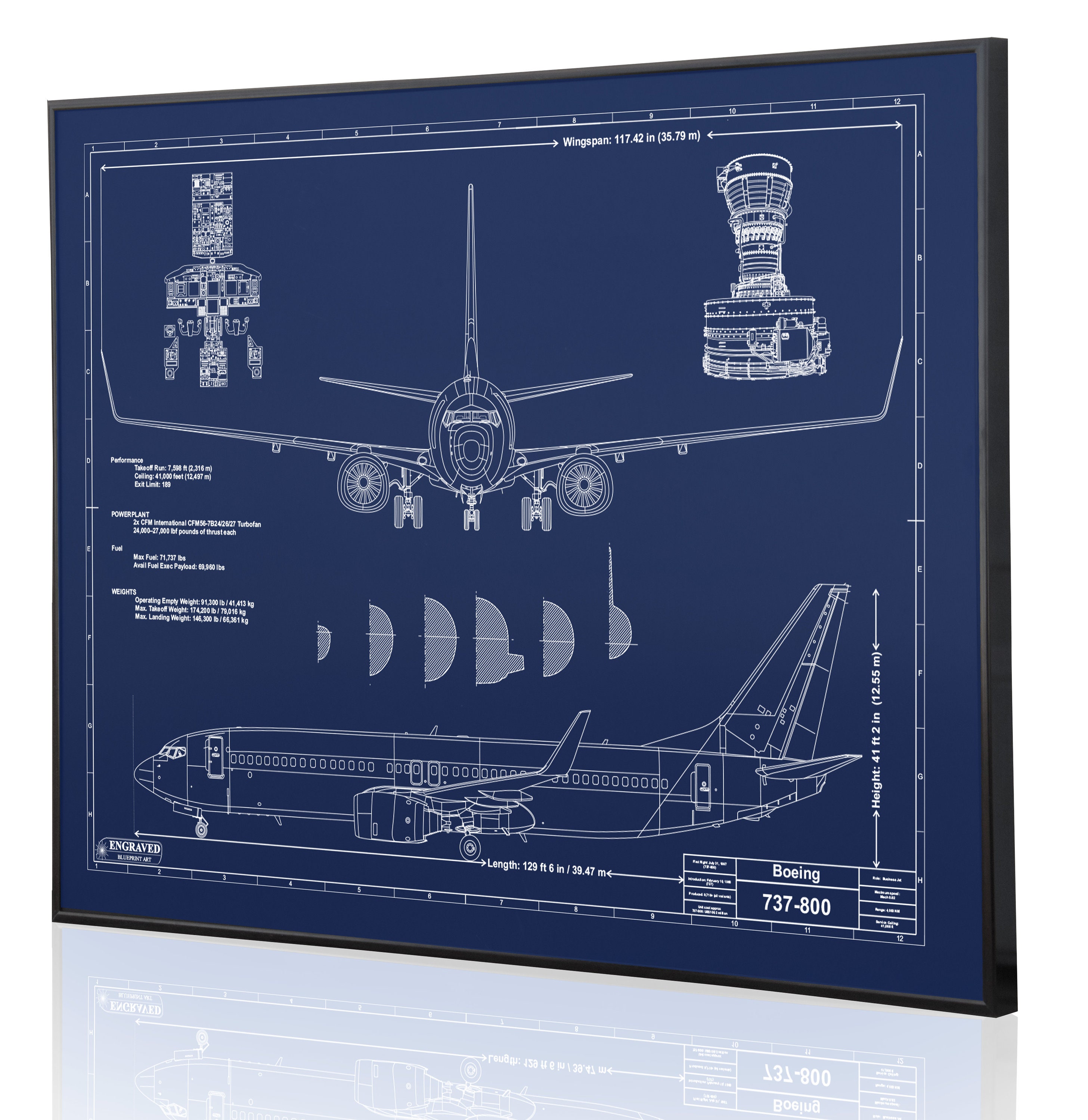 Boeing 737-800 Laser Engraved Wall Art Poster. Engraved on - Etsy
