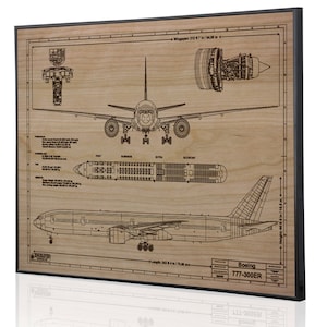 Boeing 777-300 Laser Engraved Wall Art Poster. Engraved on Metal ...