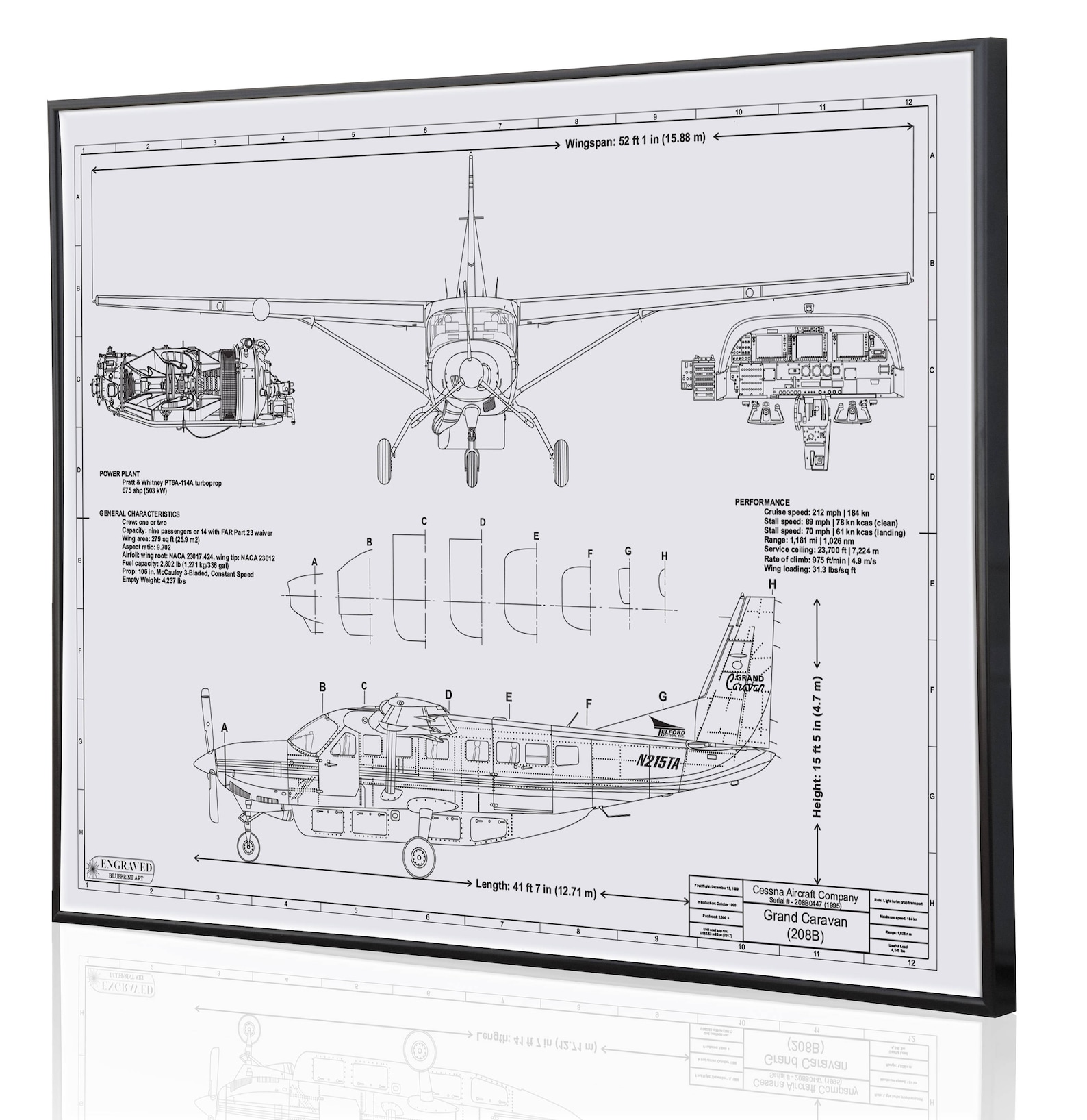 Cessna Grand Caravan 208B Personalized Engraved Blueprint - Etsy