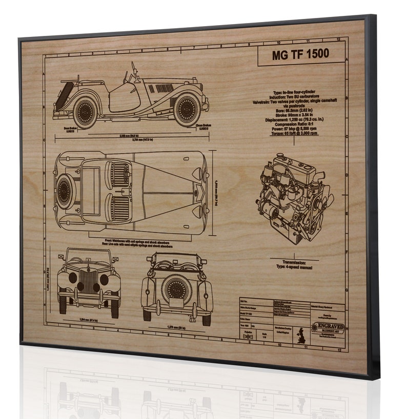 MG TF 1500 Laser Engraved & Personalized Wall Art. Engraved on | Etsy