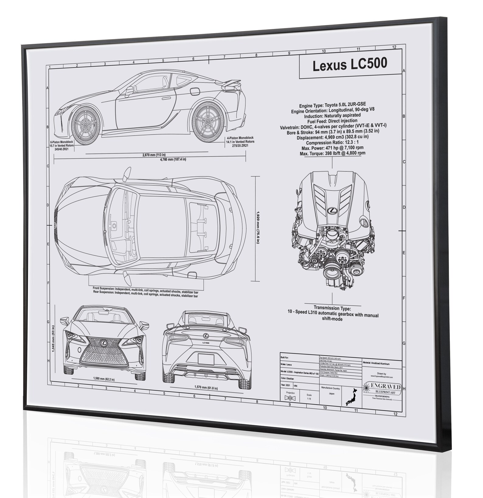 Lexus LC500 Coupe & Insp Series Blueprint Laser Engraved Wall - Etsy ...