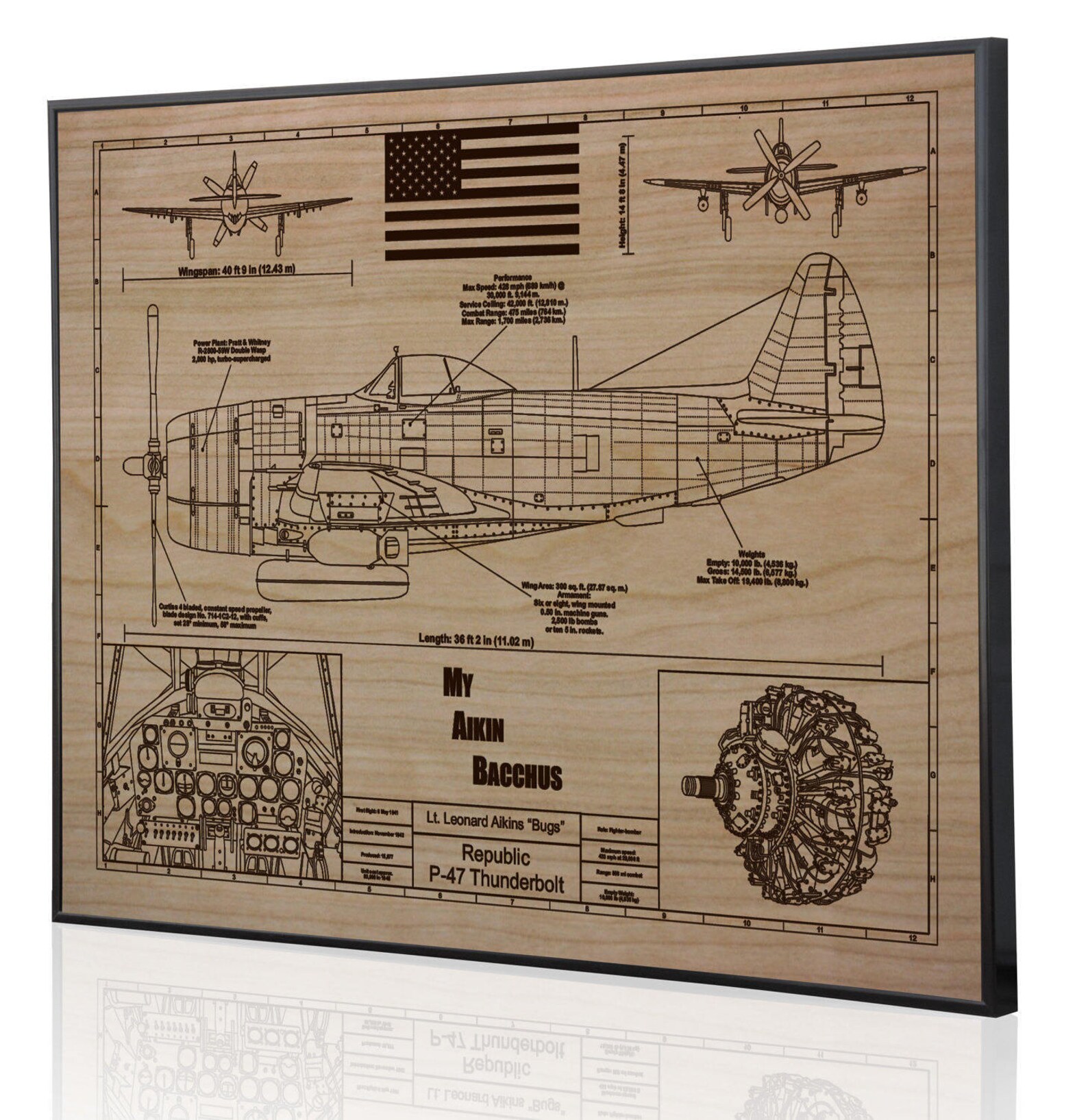Republic P-47 Thunderbolt Personalized Laser Engraved - Etsy