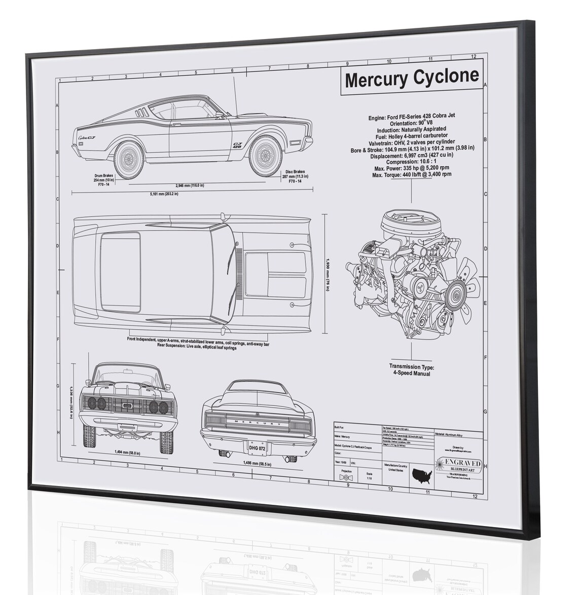 Mercury Cyclone Personalized Laser Engraved Wall Art. Engraved | Etsy