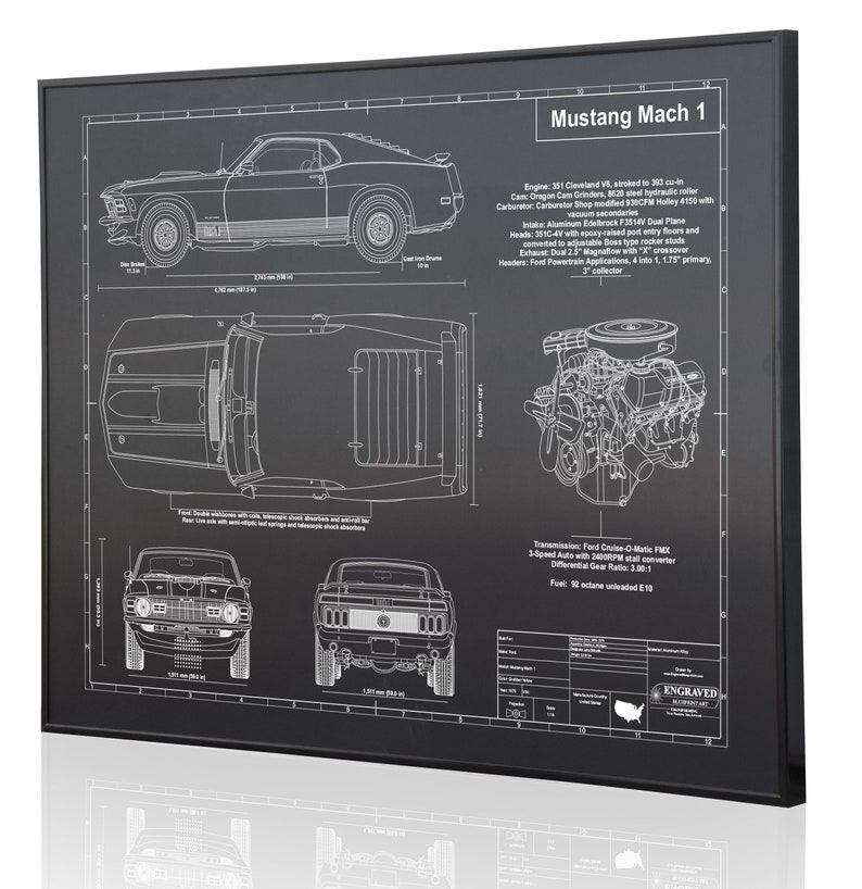 Ford Mustang 1970 Mach1 Personalized Laser Engraved Wall Art. - Etsy