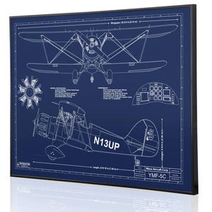 Waco YMF-5C Personalized Engraved Blueprint Artwork. Custom Artwork for ...