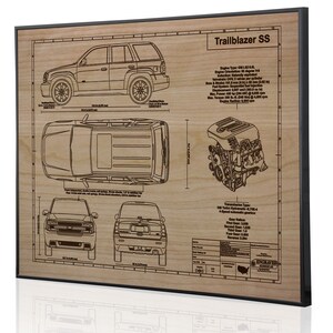 Chevrolet Trailblazer SS Laser Engraved Wall Art Blueprint. Engraved on ...