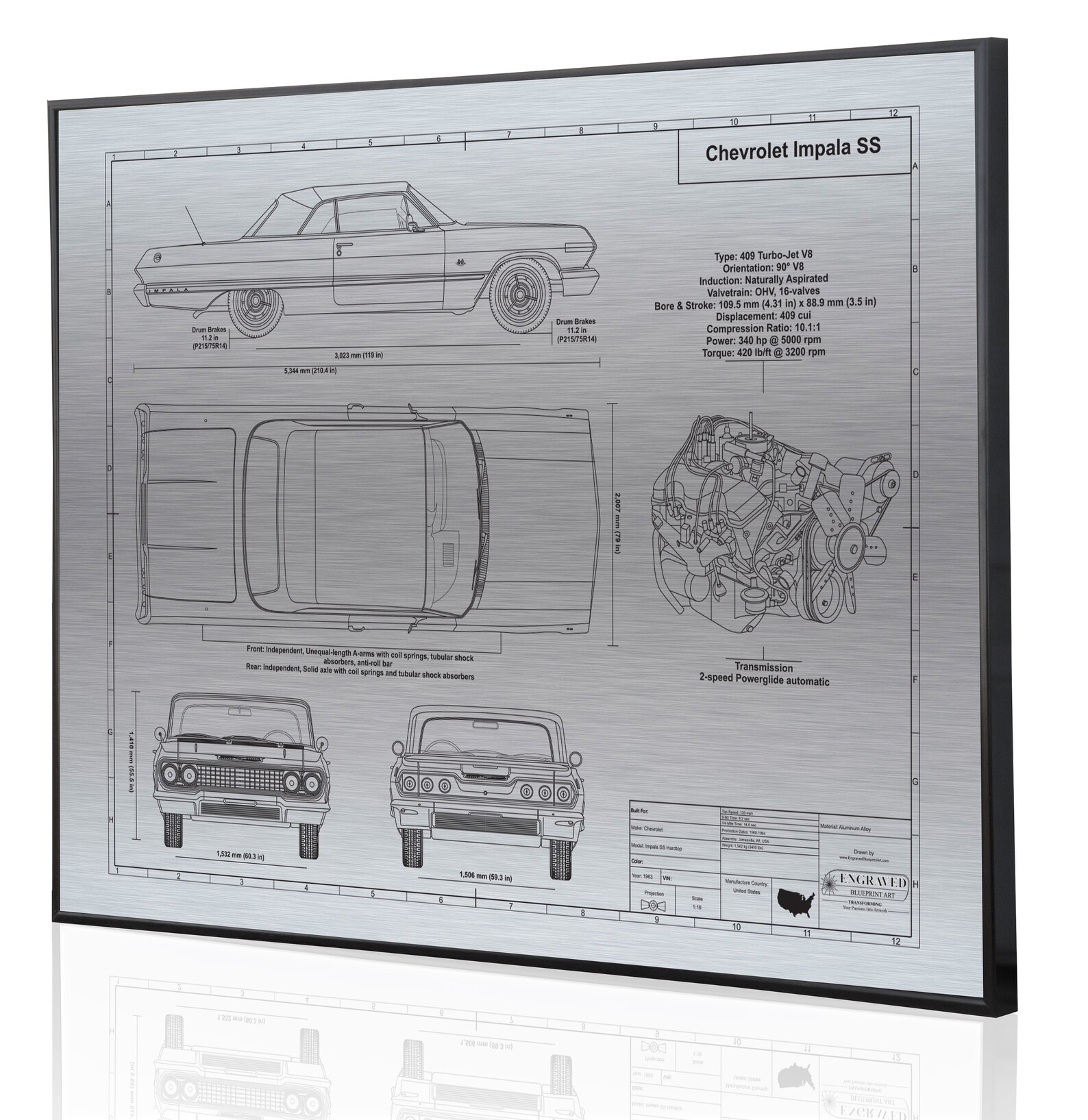 Chevrolet Impala SS 1963 Hardtop Laser Engraved Wall Art - Etsy