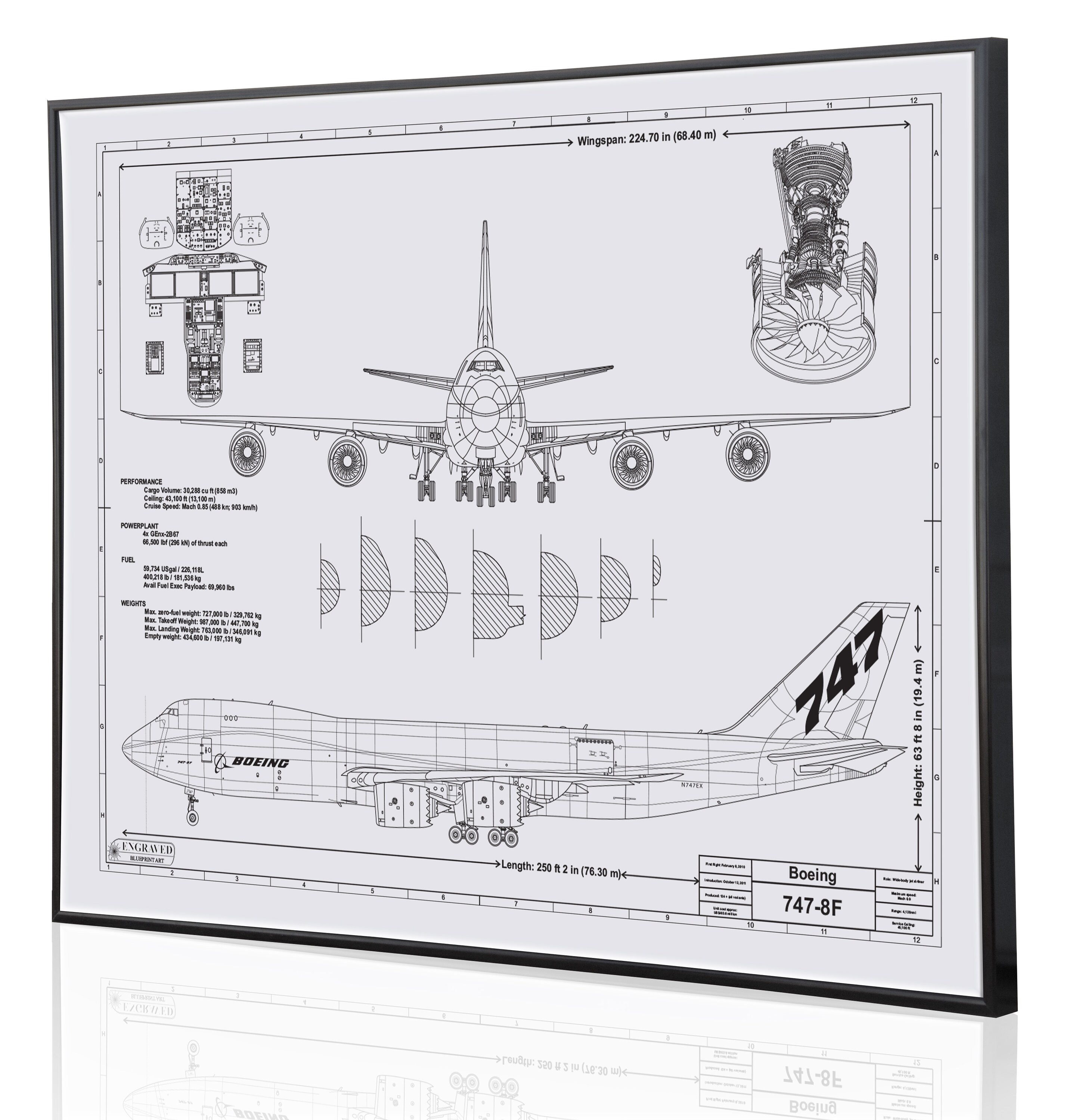 Boeing 747-8 Laser Engraved Wall Art Poster. Engraved on - Etsy