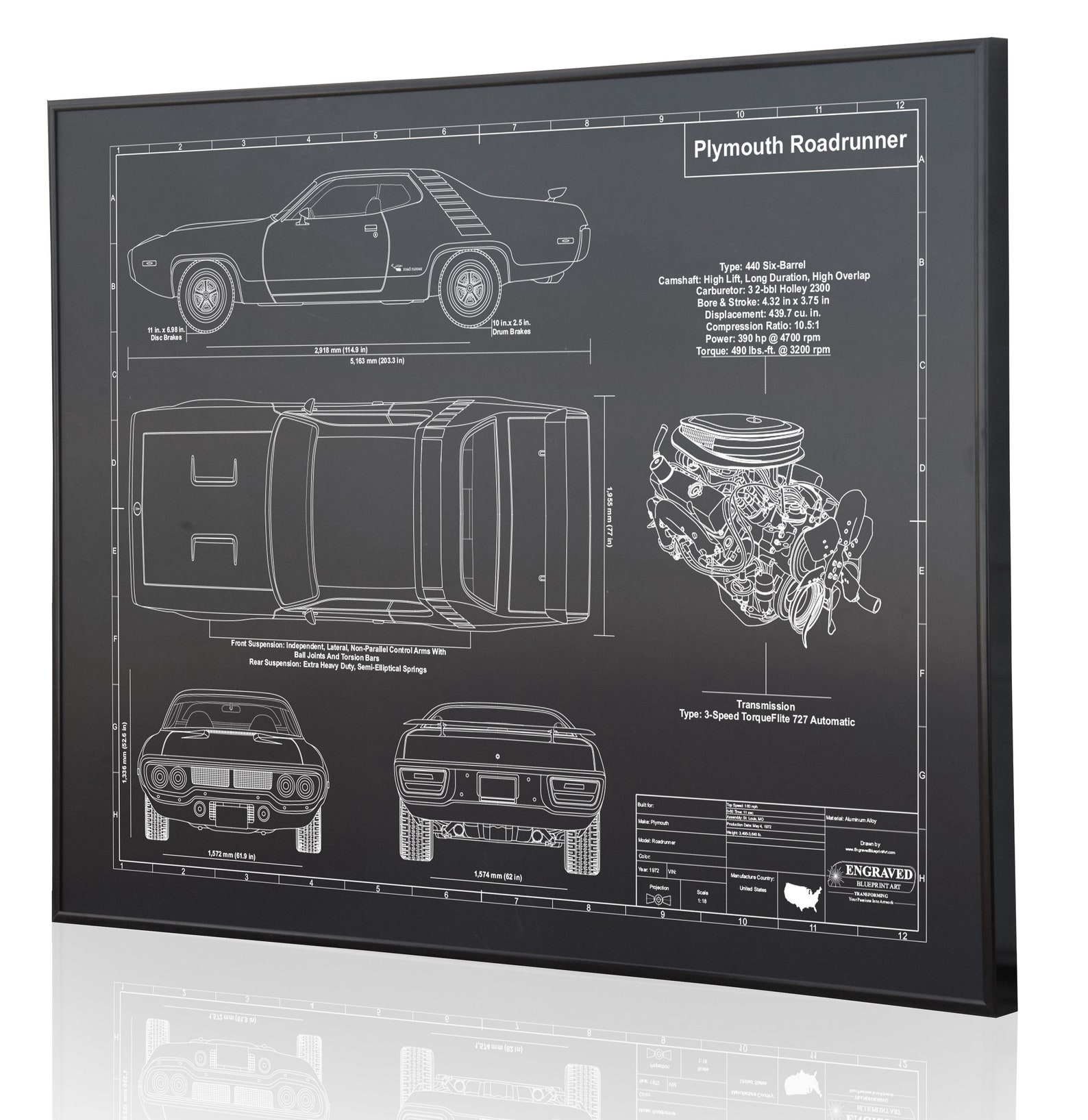 Plymouth Road Runner Personalized Laser Engraved Wall Art . - Etsy