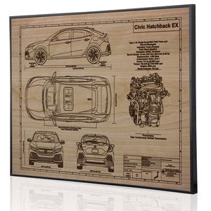 Honda Civic Hatchback Laser Engraved Wall Art. Engraved on - Etsy