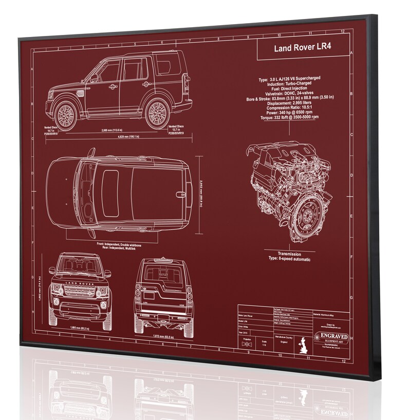 Land Rover LR4 Laser Engraved Wall Art Poster. Engraved on | Etsy