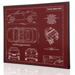 Toyota Camry Solara Personalized Laser Engraved Wall Art Poster ...