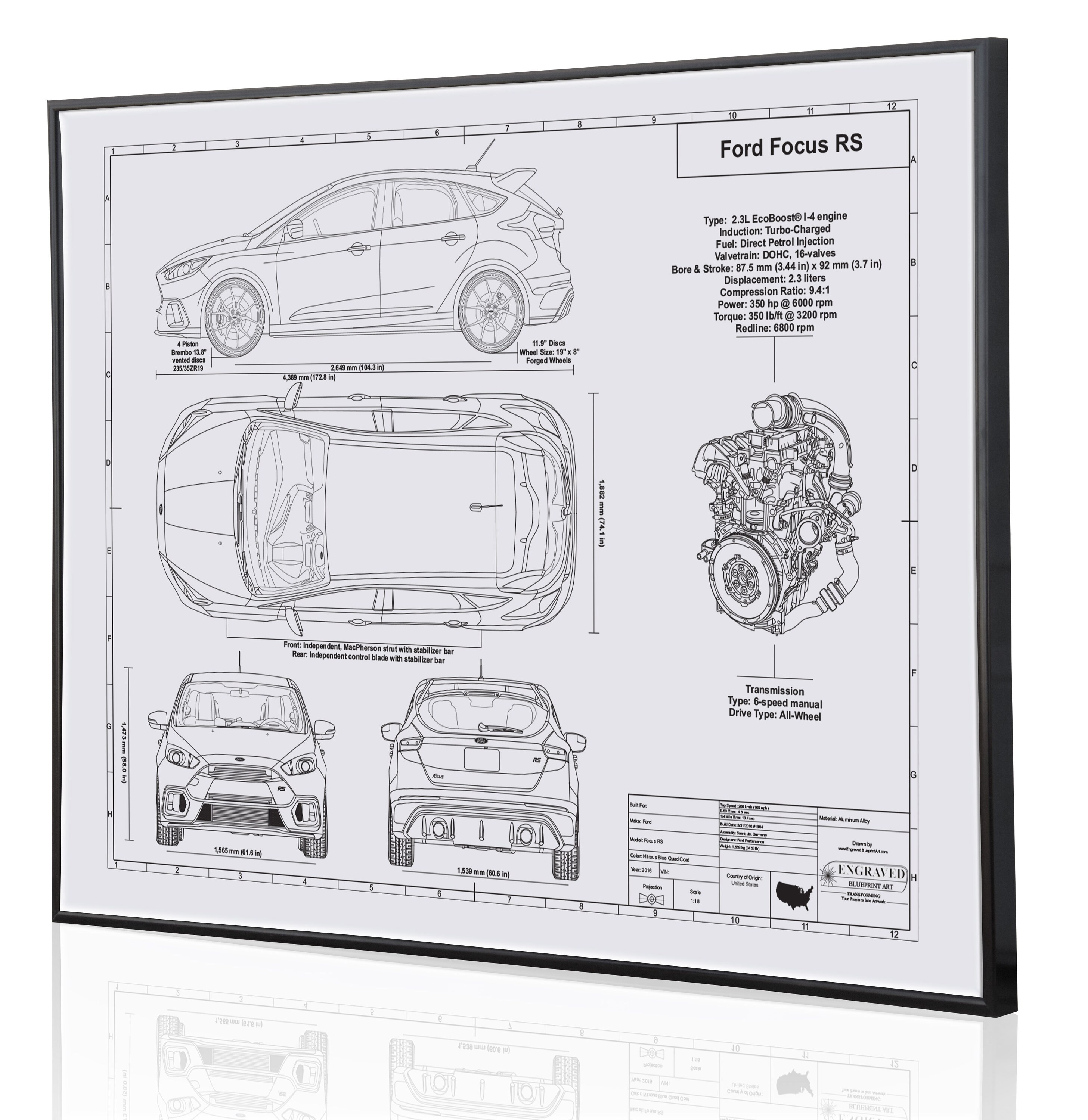Ford Focus RS Laser Engraved Wall Art Poster. Engraved on - Etsy