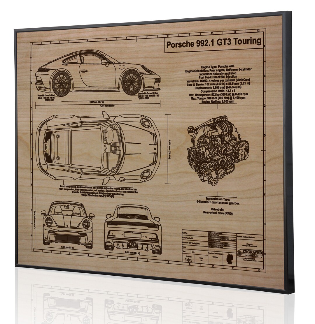 Porsche 911 GT3 Touring 992.1 Laser Engraved Porsche Wall Art, Porsche ...