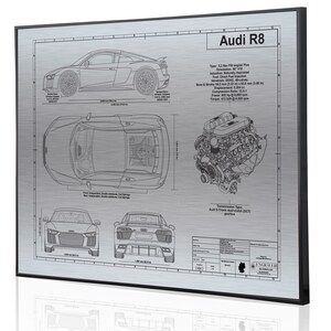 Audi R8 V10 Plus Laser Engraved Wall Art. Engraved on Metal, Acrylic or ...