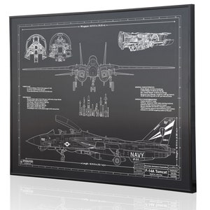 Grumman F-14 Tomcat Engraved Blueprint. Engraved on Metal, Acrylic or ...