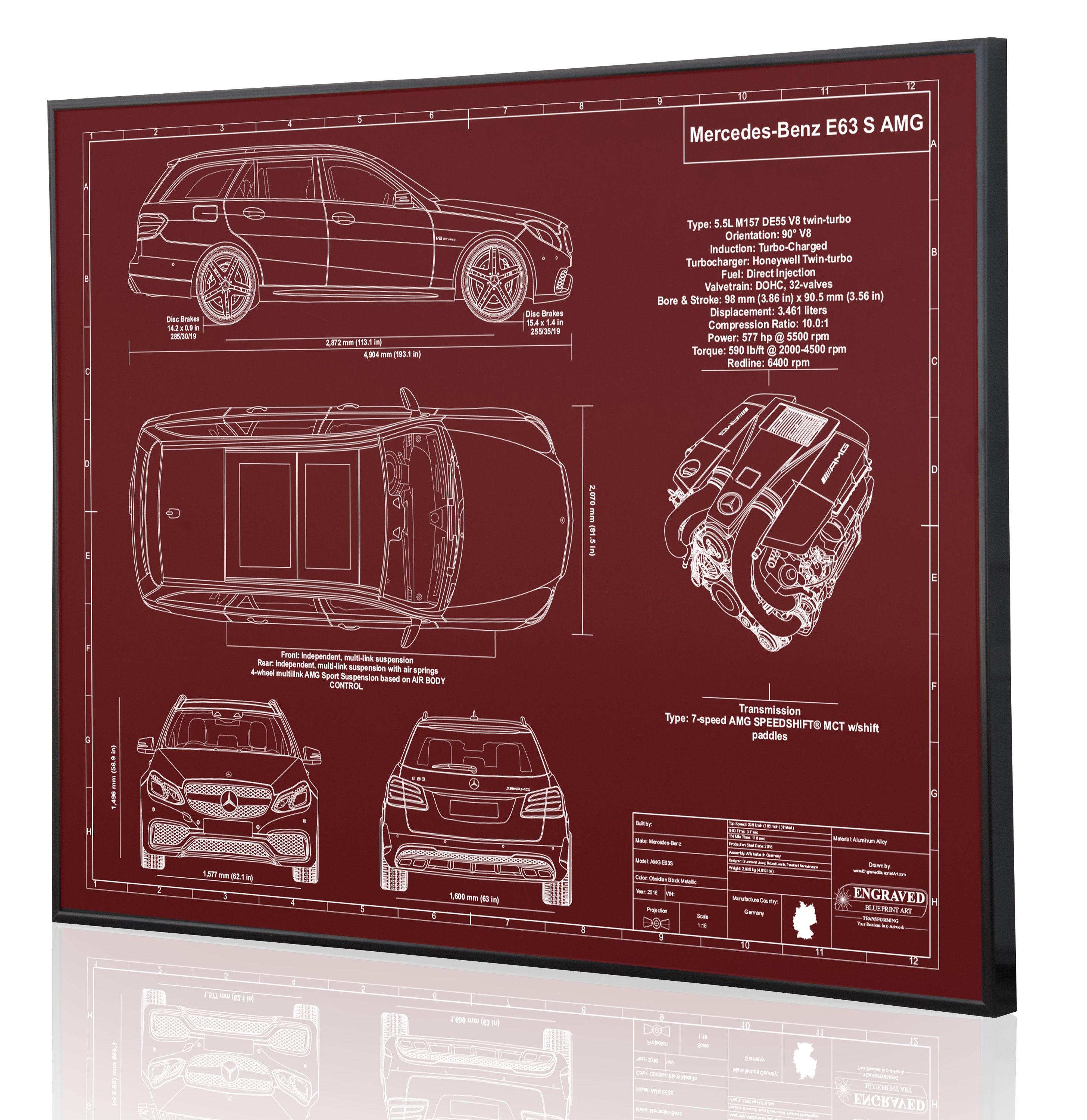 Mercedes-benz E63 S AMG Wagon Laser Engraved Wall Art. - Etsy