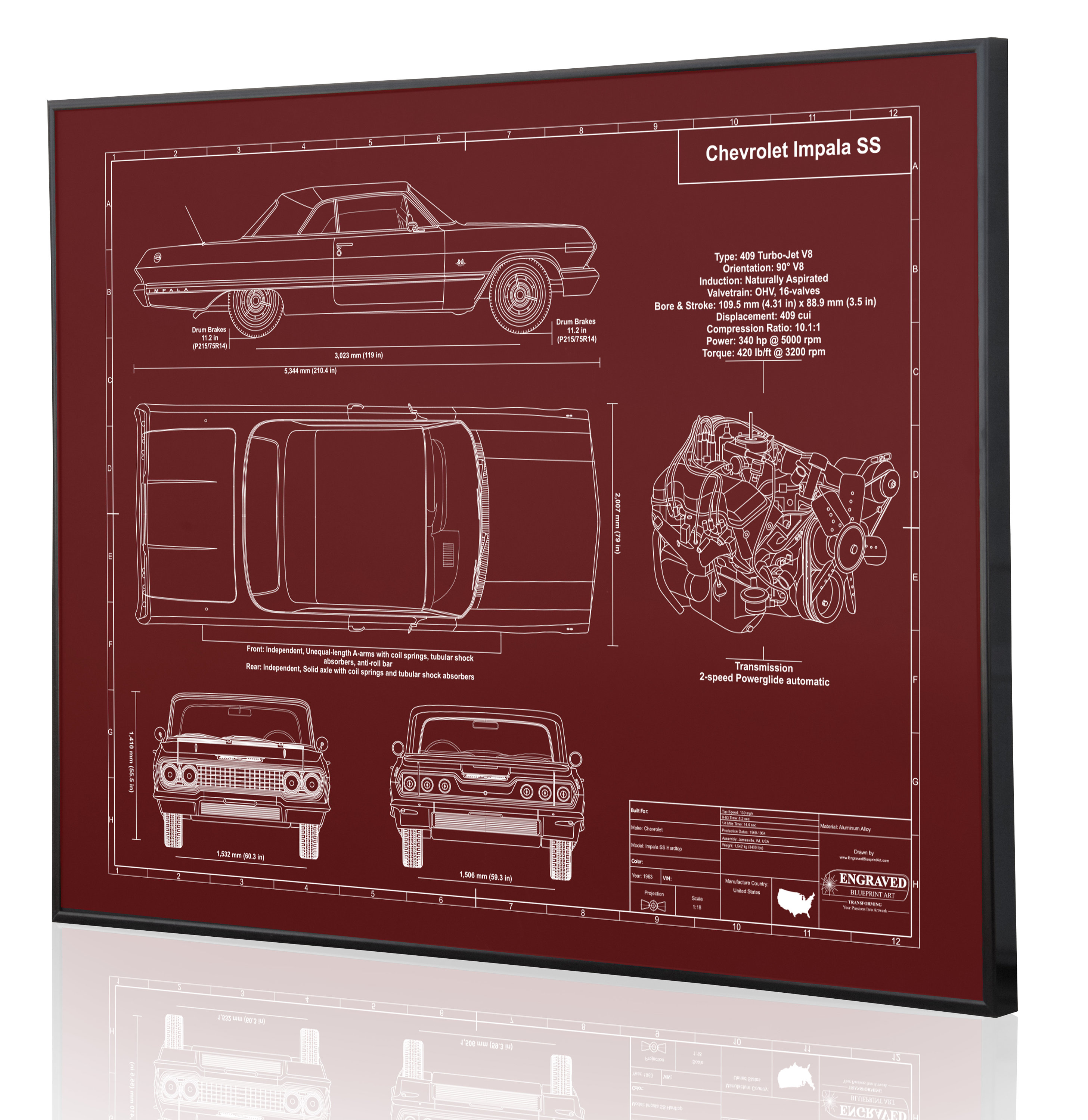 Chevrolet Impala SS 1963 Hardtop Laser Engraved Wall Art - Etsy
