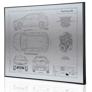 Ford Focus RS Laser Engraved Wall Art Poster. Engraved on Metal ...