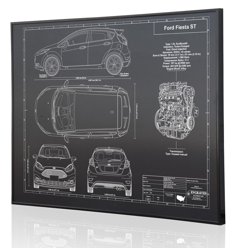 Ford Fiesta ST Personalized Laser Engraved Wall Art Poster. - Etsy