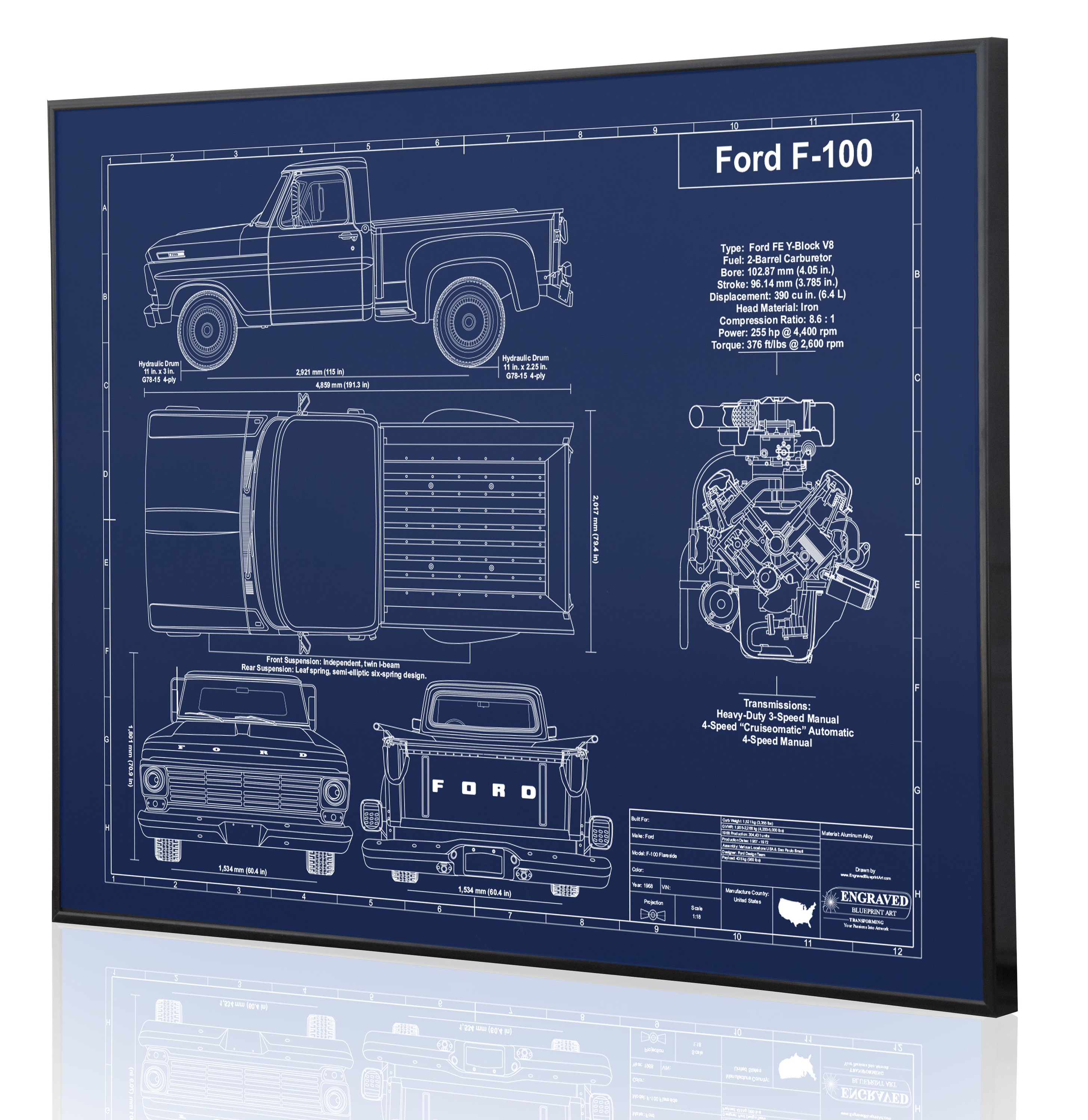 Ford F-100 5th Gen Flare/stepside Pickup Laser Engraved Wall - Etsy