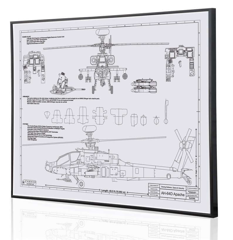 Boeing AH-64 Apache Laser Engraved Wall Art Poster. Engraved - Etsy