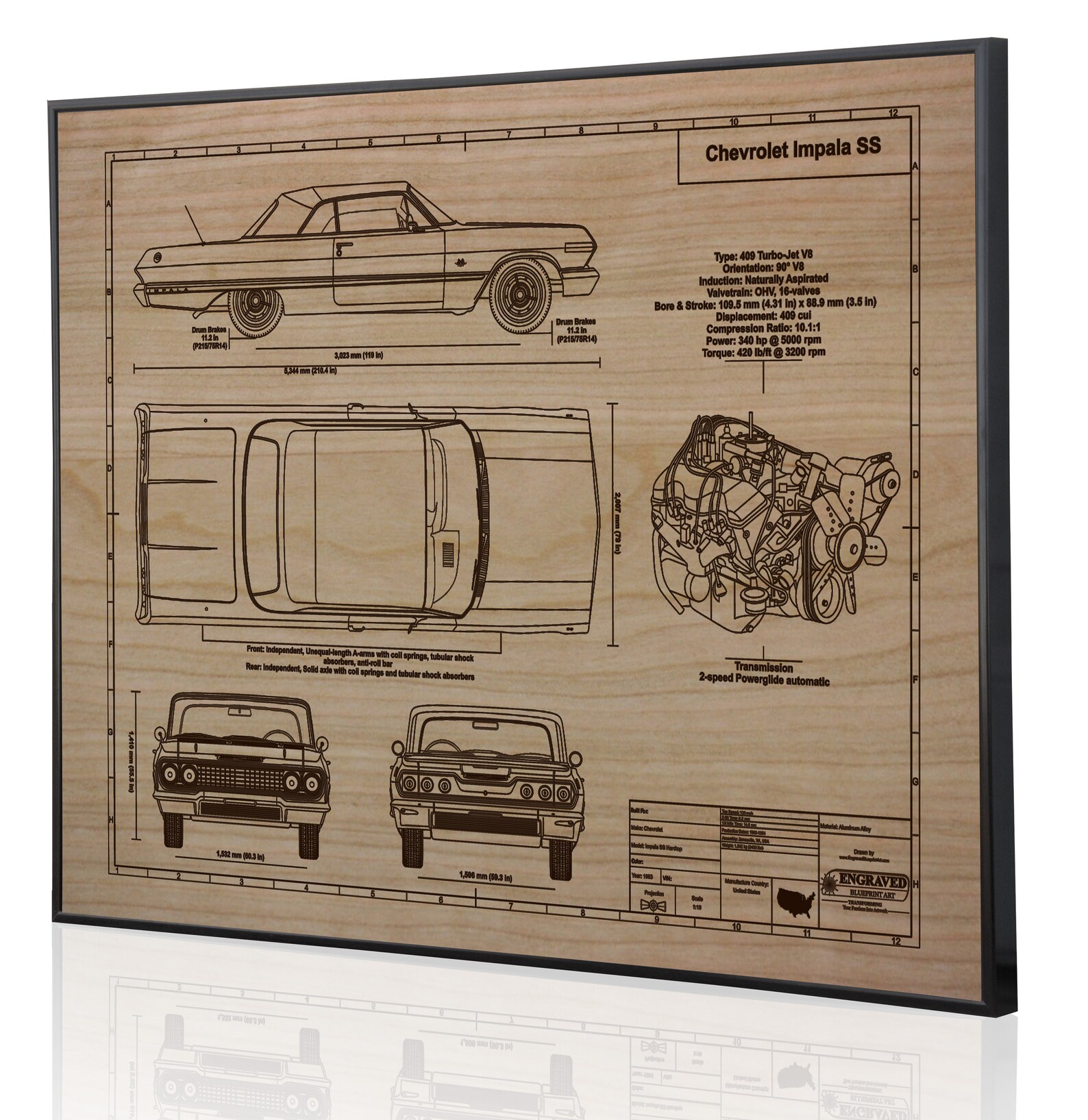 Chevrolet Impala SS 1963 Hardtop Laser Engraved Wall Art - Etsy