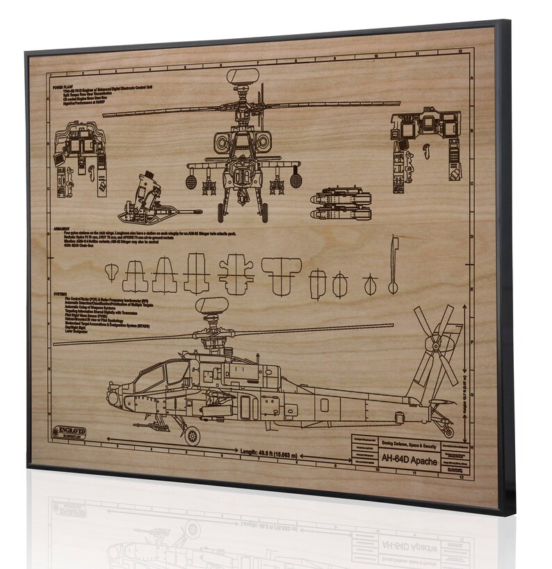 Boeing AH-64 Apache Laser Engraved Wall Art Poster. Engraved - Etsy