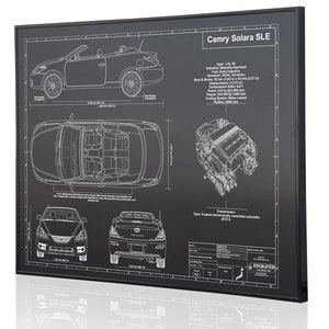 Toyota Camry Solara Personalized Laser Engraved Wall Art Poster ...
