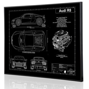 Audi R8 V10 Plus Laser Engraved Wall Art. Engraved on Metal, Acrylic or ...