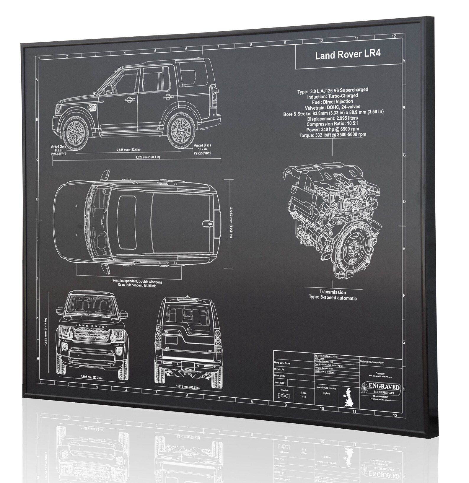 Land Rover LR4 Laser Engraved Wall Art Poster. Engraved on | Etsy
