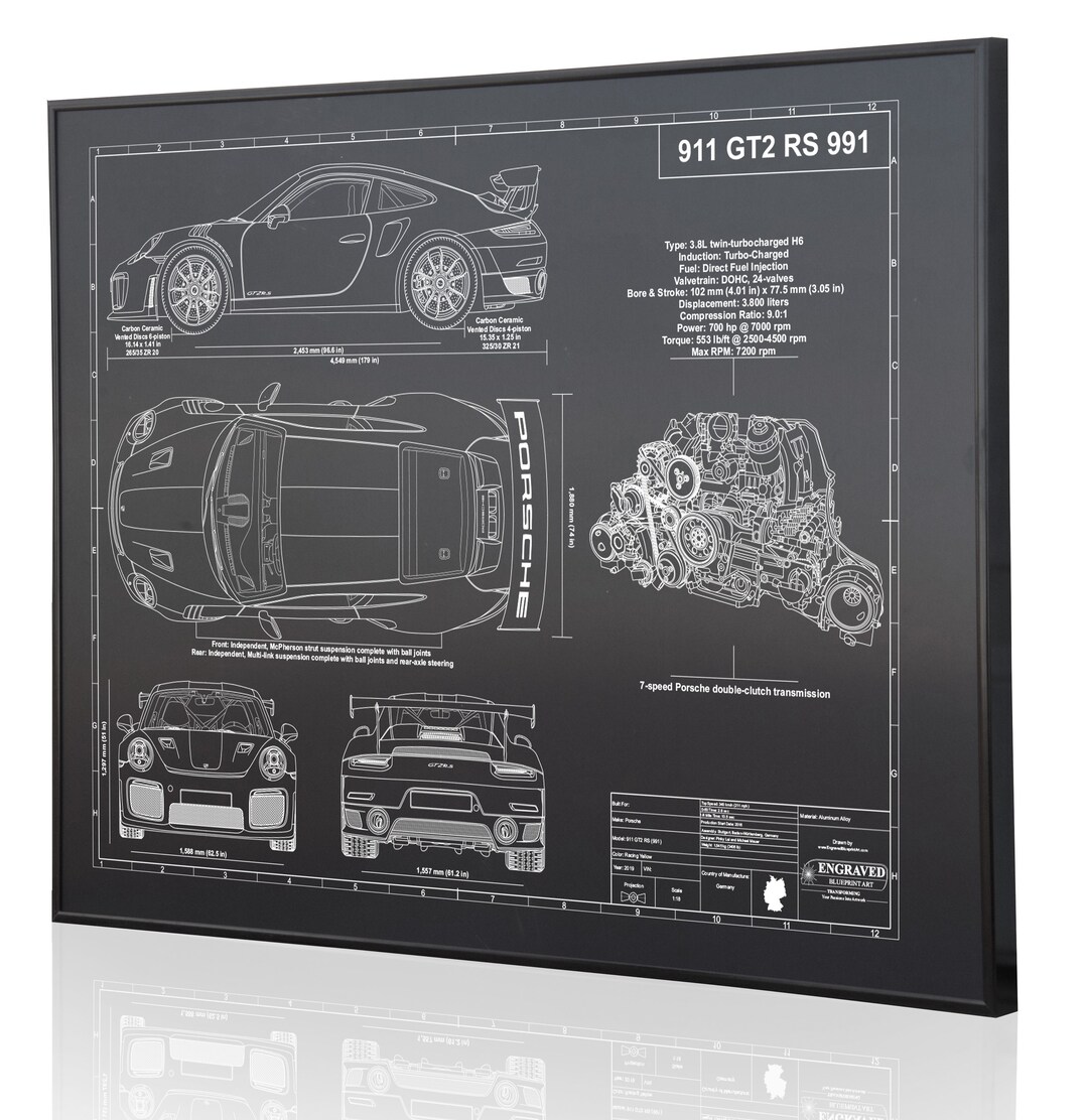 Porsche 991 911 GT2 RS Car Wall Decor Large Porsche Car Wall Art Car ...