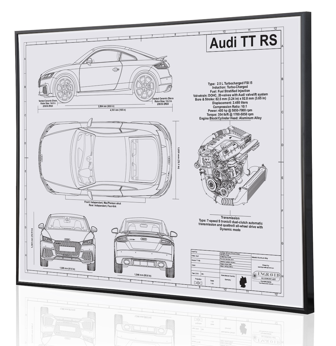 Audi TT RS Personalized Laser Engraved Wall Art. Engraved on - Etsy