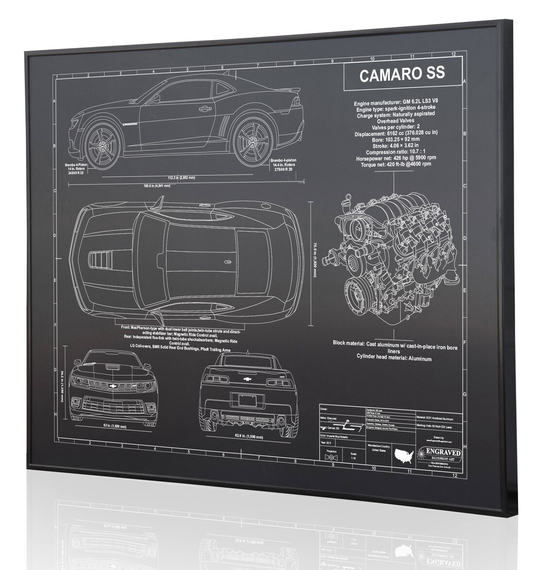 Chevrolet Camaro 5th Gen SS LS3 Laser Engraved Wall Art - Etsy