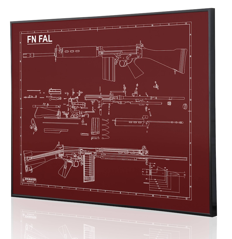 FN FAL Laser Engraved Wall Art Poster. Engraved on Metal | Etsy