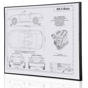 Mazda MX-5 Miata 1st Generation Personalized Laser Engraved Wall Art ...