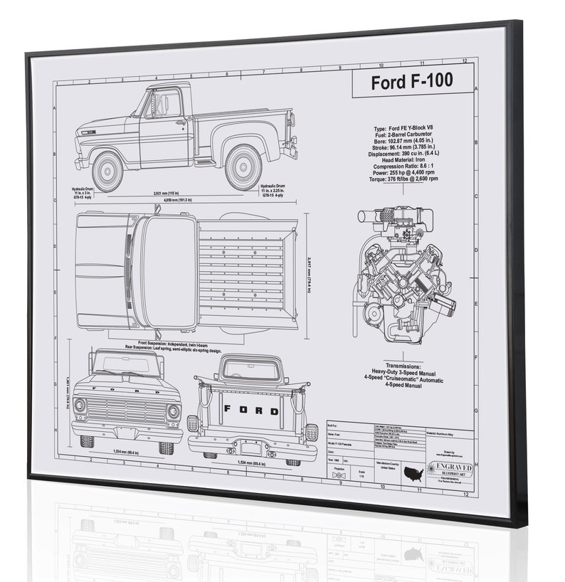 Ford F-100 5th Gen Flare/stepside Pickup Laser Engraved Wall - Etsy